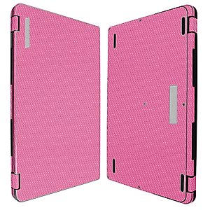 Skinomi Pink Carbon Fiber Full Body Skin Compatible with Toshiba Satellite Radius (2015, 15.6 inch)(Full Coverage) TechSkin with Anti-Bubble Clear Film Screen Protector
