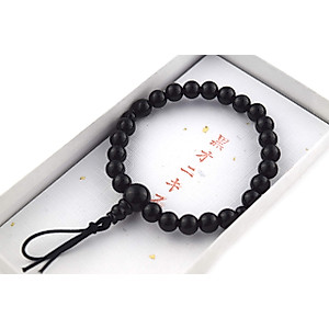 京都あさひ屋 Black Onyx Japanese Juzu Bracelet Rosary Prayer beads Handmade in Kyoto UDA54