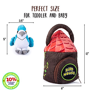 Talking Plush Audubon Birds | Audubon Stuffed Bird | Talking Bird Toy | Audubon Bird Stuffed Animals | Plush Birds with Authentic Sound | Includes 4 Talking Birds | Plush Bird House Shaped Carrier