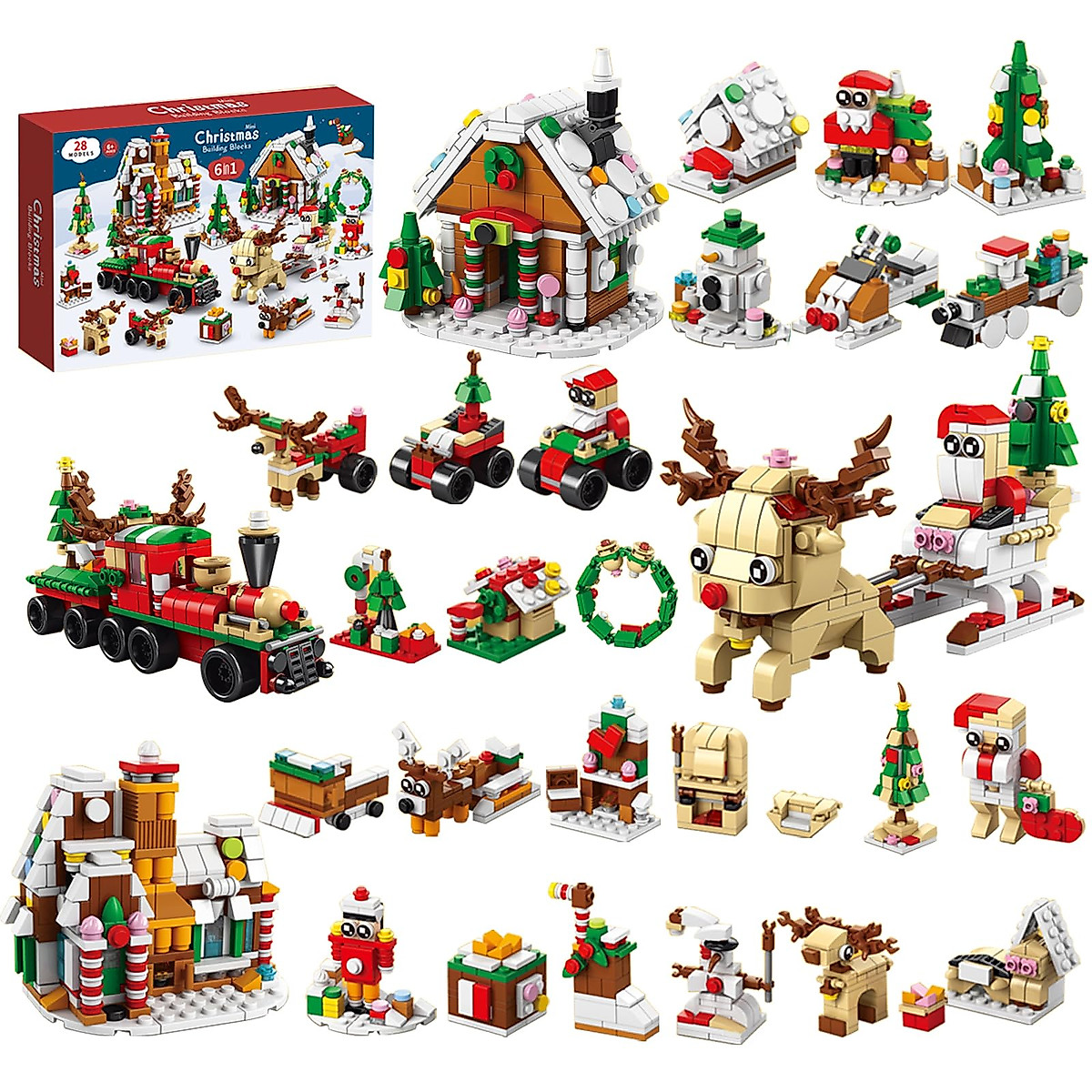 2023 Advent Calendar Kids Christmas Building Blocks 24 Days Countdown Calendar Toys for Kids 1210 PCS 6 in 1 Christmas Building Toys, Kids Christmas Gifts for Boys & Girls