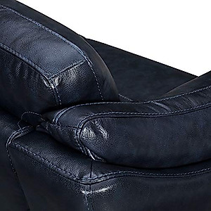 Armen Living Franz 87" Modern Leather Sofa, Blue Midnight
