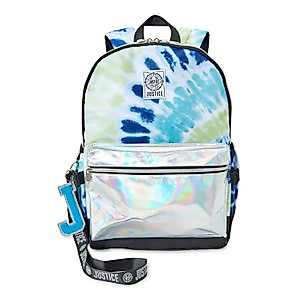 17" Laptop Backpack, Lunch Tote and Pencil Case, 3-Piece Set Metallic Print Blue Tie Dye 0595