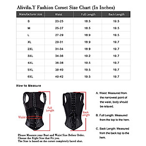 Alivila.Y Fashion Corset Womens Faux Leather Steampunk Corsets Victorian Bustier 2672A-Black-2XL