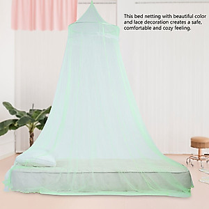 Bed Netting Elegant Ruffle Lace Bed Canopy for Little Princess Baby Children (Green)