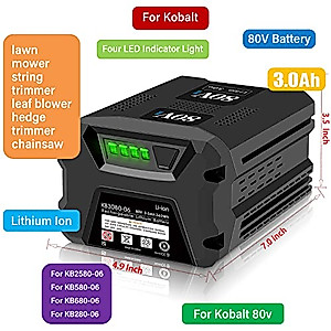 Jialitt 80V 3.0Ah Replacement for Kobalt 80V Battery Max KB2580-06 KB580-06 KB680-06 KB280-06 Lithium Ion Cordless Power Equipment