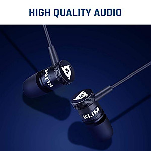 KLIM™ Fusion Earbuds with Microphone + Long-Lasting Wired Ear Buds - Innovative: in-Ear with Memory Foam + Earphones with Mic and USB-C - New 2022 Version (Black - USB-C) (Renewed)