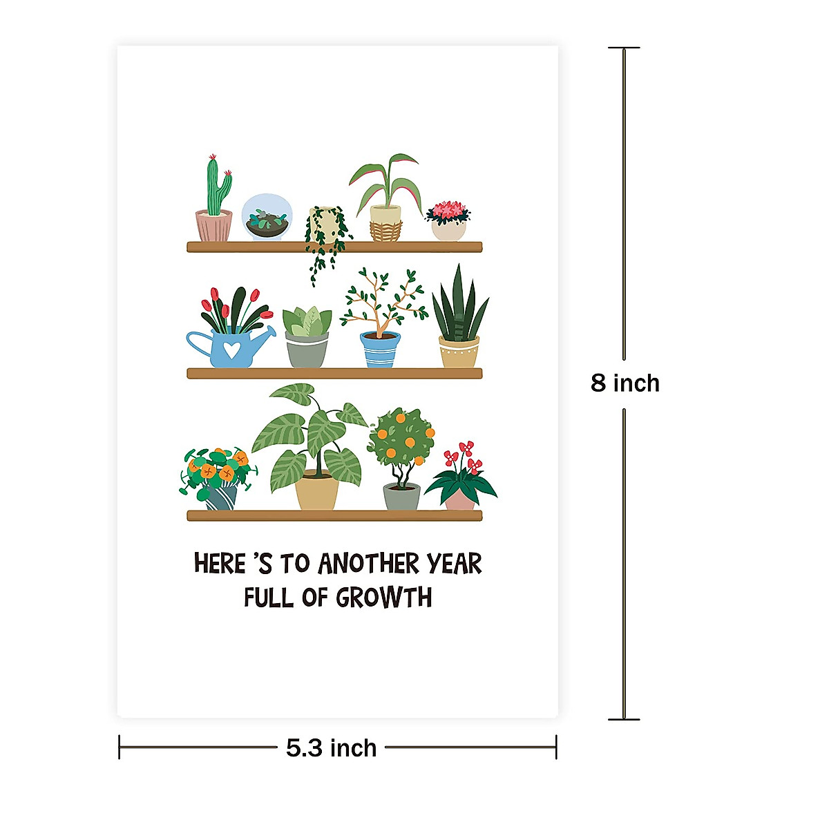 Happy Birthday Card, Plant Card, Here is to Another Year Full Of Growth, Plant Lover Birthday