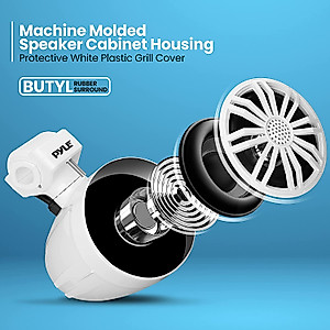 Pyle 3.5” Waterproof Off-Road Speakers - 40W Marine Grade Passive Woofer Sound System Full Range Outdoor Audio Stereo Speaker for Motorcycle, Car, ATV, 4x4, Jeep, Boat, Includes Brackets (White)