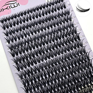 Mikiwi Cluster Lashes 280pcs 40D-0.07D-9-16mm Mix DIY Eyelash Extension D Curl Long Individual Lashes Mixed Tray Faux Mink Lash Clusters Extensions