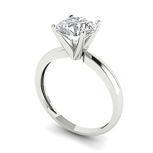 1.5 Ct Brilliant Round Cut Clear Simulated Diamond 14K White Gold Solitaire Engagement Promise Bridal Ring Size 5.25