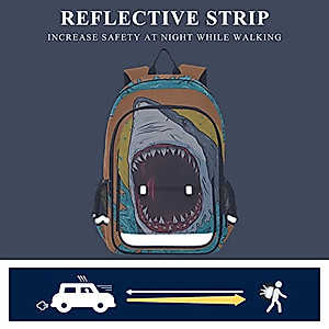 ALAZA Shark Mouth Attack Animal Cartoon Laptop Backpack Purse for Women Men Travel Bag Casual Daypack with Compartment & Multiple Pockets