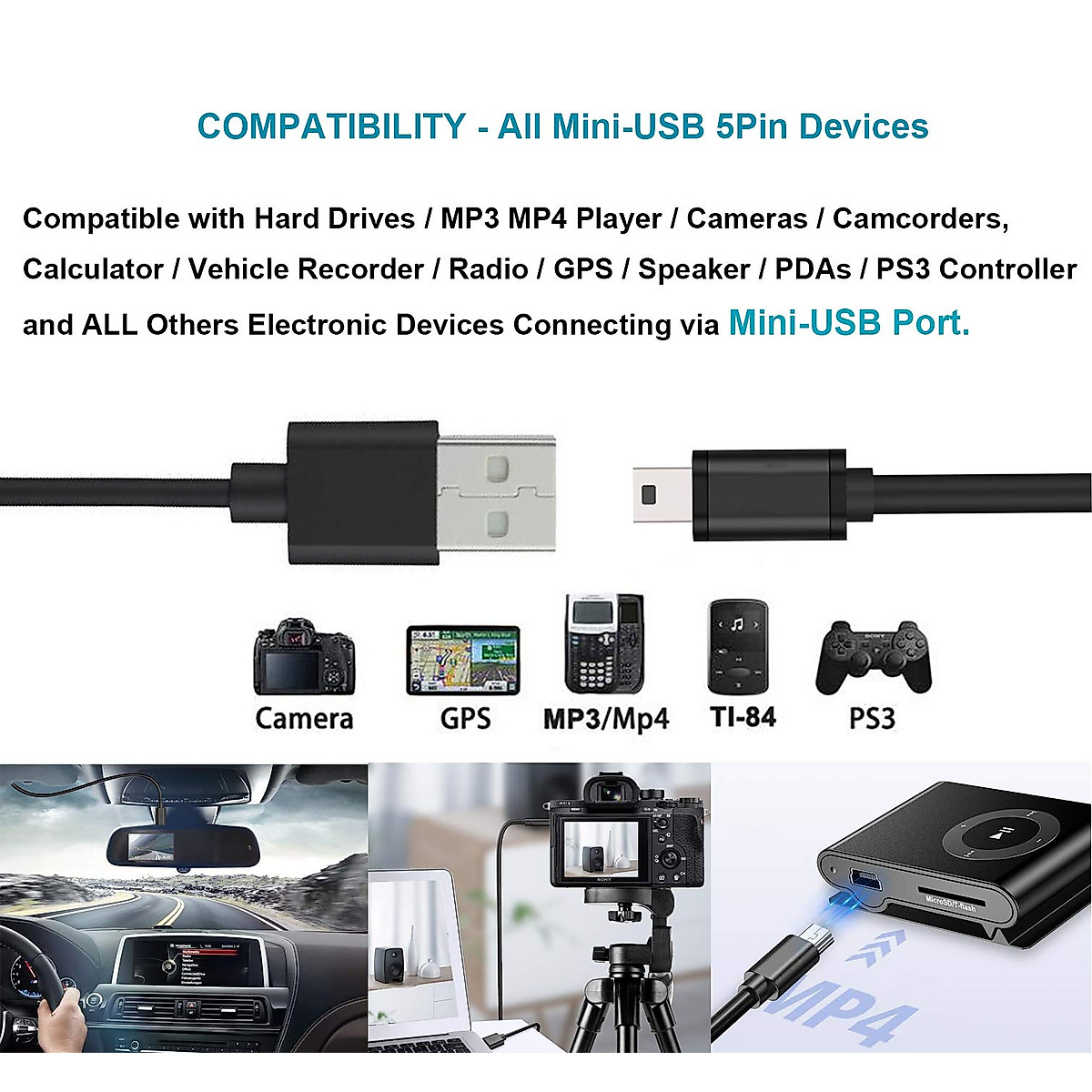 Maxinbuy Power for Garmin NUVI 200W 205W 250W 255W 260W 265WT 1450 1490 LMT Mini USB Cable/Cord