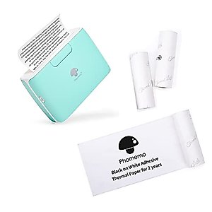 Phomemo M04S Portable Thermal Printer with 80mm White Non-Adhesive Thermal Paper 3 Rolls