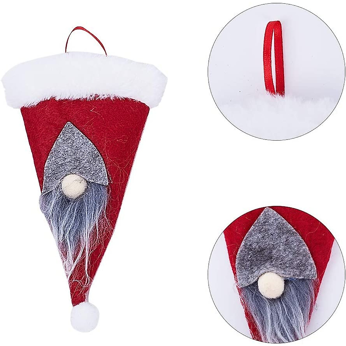 PARTSQUEEN 3Pcs Christmas Silverware Holders, Santa Tableware Bag Plush Christmas Knife and Fork Cover for Holiday Xmas Party Dinner Table Decoration