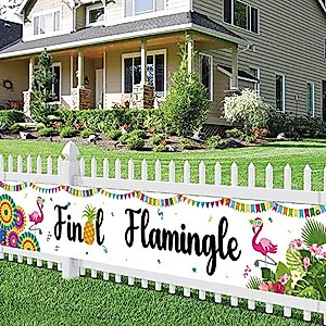 WHPCT Final Flamingle Banner,Flamingo Hanging Banner,Flamingo Bachelorette Party Decorations,Flamingo Bachelorette Party Favors Yard Lawn Sign,9.8X1.6 Ft, White, 9.8Ft X 1.6Ft