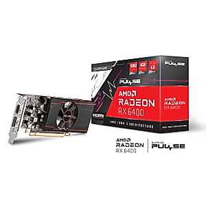 Sapphire 11315-01-20G Pulse AMD Radeon RX 6400 Low Profile Gaming Graphics Card with 4GB GDDR6, AMD RDNA 2, Black