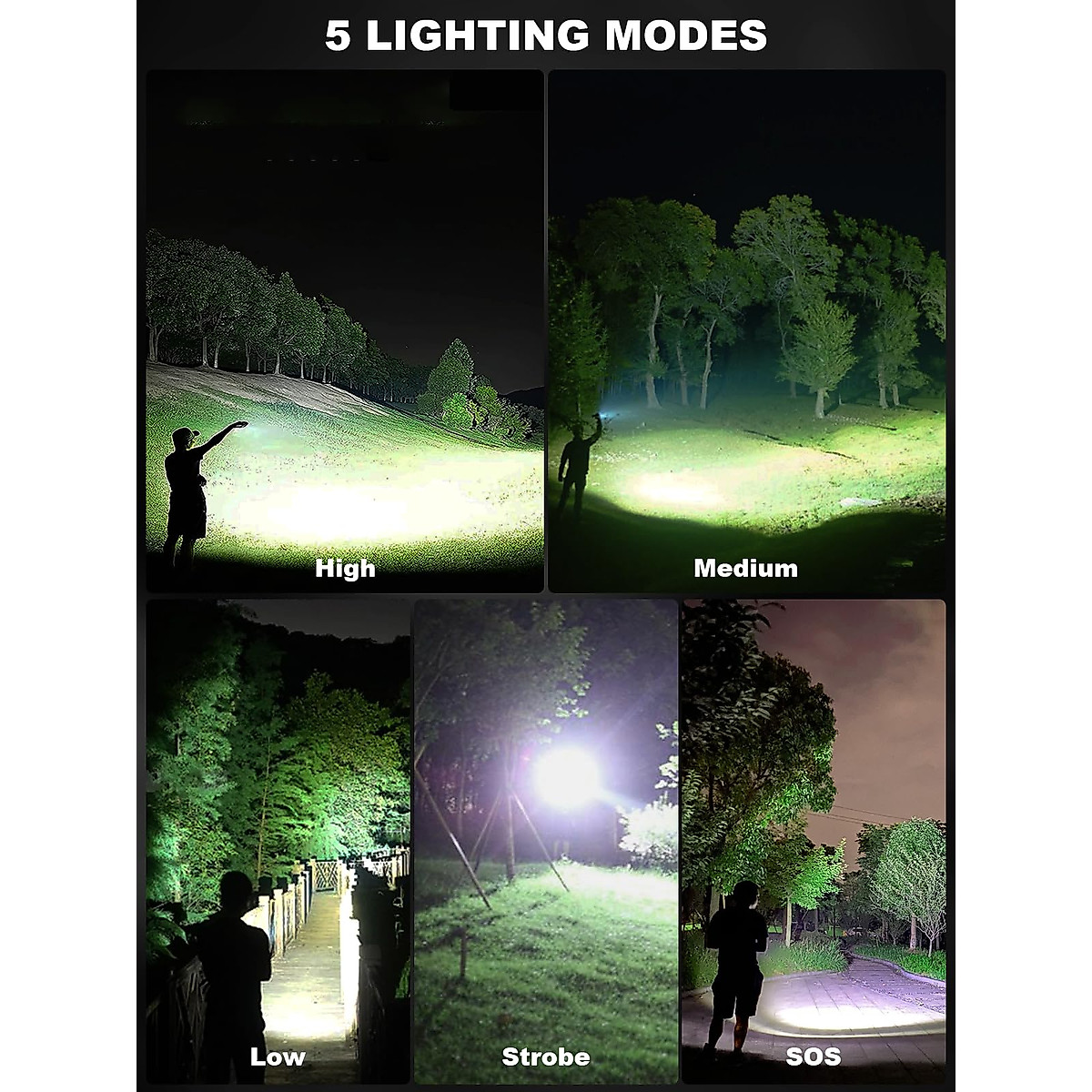 Flashlights High Lumen Rechargeable, 990,000 Lumens Super Bright LED Flashlight, High Powered Flash Light with 5000 mAh Capacity, Waterproof Handheld Flashlight for Camping Hiking(2 Pack)