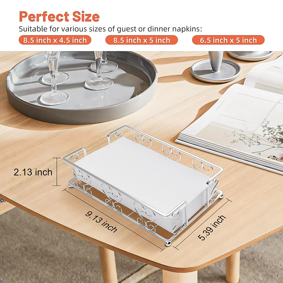 Guest Towels Holder, Napkin Holder, Flat Paper Napkins Holder, Napkins Dispenser, Bathroom Napkin Holder, Disposable Hand Towels Holder, Paper Napkins Tray, Napkin Holders for Paper Napkins