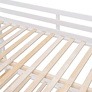 Lifeand Full-Over-Full Bunk Bed with Twin Size Trundle,Separable Bunk Bed for Bedroom,White