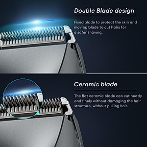 Body Hair Trimmer for Men, kensen Electric Groin Hair Trimmer, Rechargeable Body Groomer, Replaceable Ceramic Blade Heads, Waterproof Wet/Dry Clippers, Male Pubic Hair Hygiene Razor