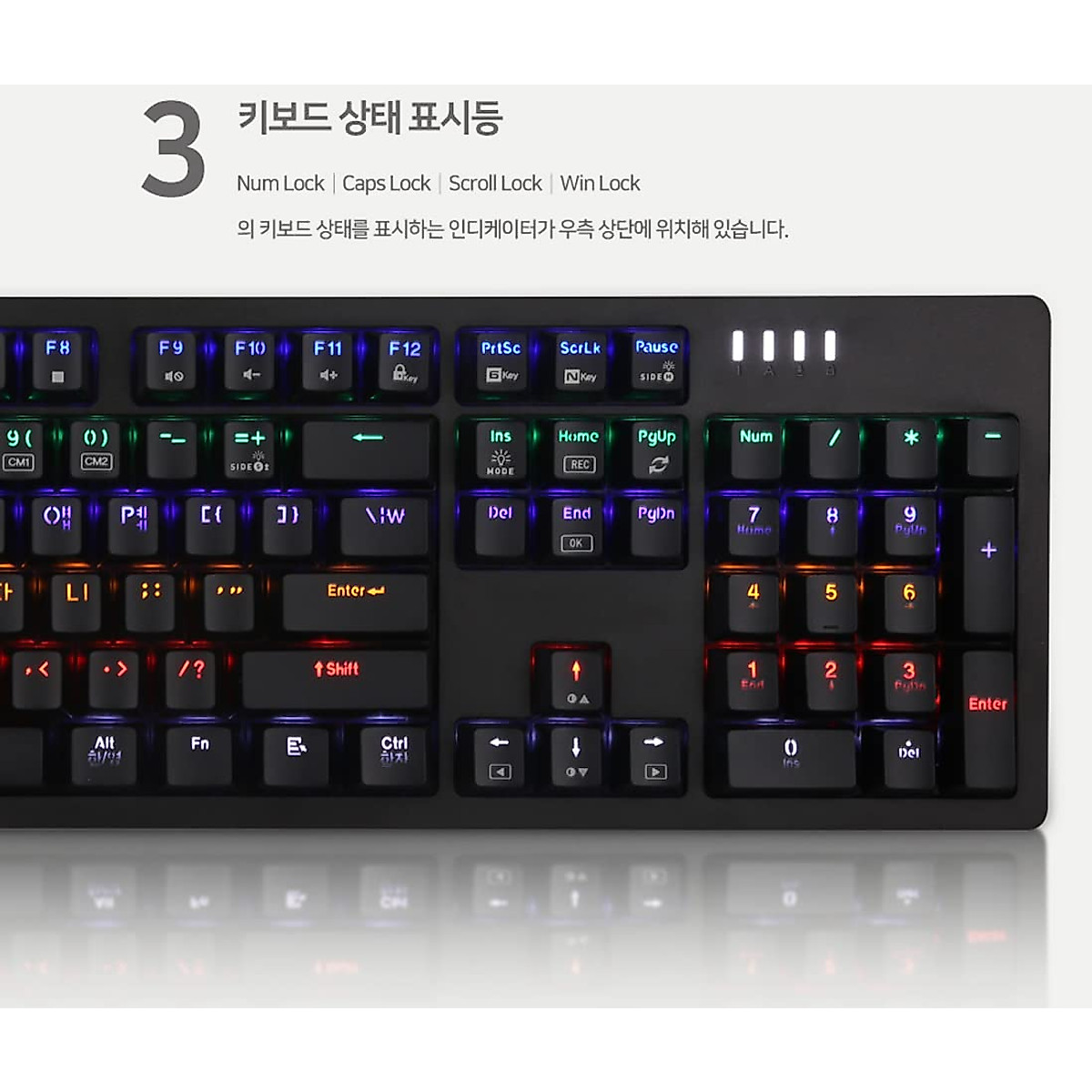 ABKO K515 RGB Gaming Quick Swap Switch Mechanical Keyboard (English/Korean Keycaps) (White, Blue Switch)