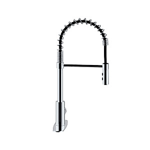 Westbrass KS18A-26 21" Commercial Kitchen Faucet with Dual Function Open Coil Pull Down Sprayer and 1-Lever Handle, Polished Chrome
