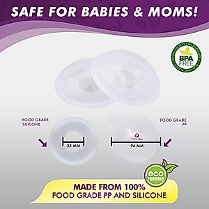 Breast Shell & Milk Catcher for Breastfeeding Relief (2 in 1) Protect Cracked, Sore, Engorged Nipples & Collect Breast Milk Leaks During The Day, While Nursing or Pumping (4 Pack)