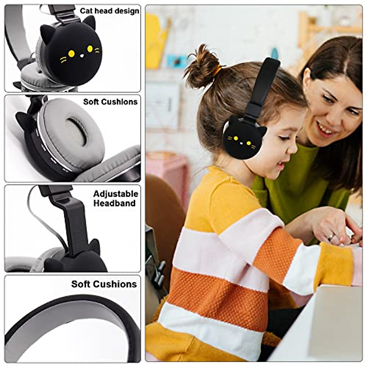 Kids Wireless Headphones, Adjustable Headband, Stereo Sound, 3.5mm Jack, Kids Bluetooth Headphones, Volume Control, Foldable, Build-in Microphone, Over-Ear Headphones for Kids for School Home, Travel