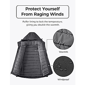 Wantdo Men's Snowboard Waterproof Rain Jacket Cold Weather Snow Gear Gray M