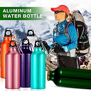 Gandeer 16 Pcs Aluminum Water Bottle Bulk 17 oz Reusable Backpacking Leak Proof Water Bottles with Buckle and Twist Cap for Camping Sports Travel(Bright Color)