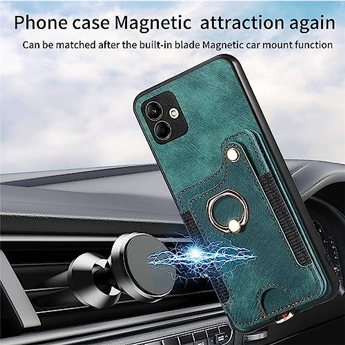 Case for Samsung A04 Leather Wallet | Wrist Strap | Kickstand | Card Slot | RFID Blocking | Ring Hoder | Magnetic Car Mount Function Phone Cover - Green