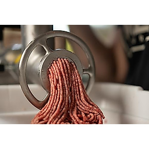 MEAT! 1 HP Meat Grinder with 3 Stuffing Tubes, 2 Stainless Steel Grinding Plates, and a Stainless Steel Stuffing Plate for Making Ground Meat