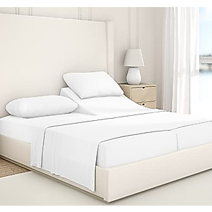 California Design Den 5 Piece Split King Size Sheet Set - 100% Cotton 500 Thread Count, Cooling Deep Pocket Bedding for Adjustable Bed, 2 Twin-XL Fitted Elastic Sheets & Pillowcases - Pure White