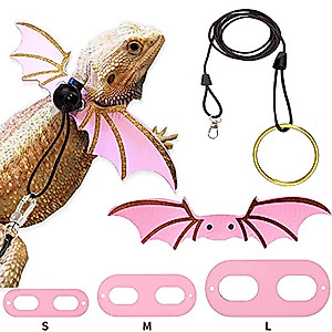 Bearded Dragon Leash and Harness Adjustable Leather Wings Costume Carrier from Baby to Juvenile Lizard Iguana Gecko Chameleon Hamster Ferret Reptile Walking Leash S M L 3 Pack