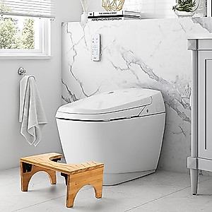 Housmile Toilet Stool, Poop Stool for Bathroom Waterproof and Non Slip, 7.8" Foldable Bathroom Stool, Bamboo Flip Simple Design, Improve Bathroom Posture and Comfort, Natural Color, Healthy Gifts