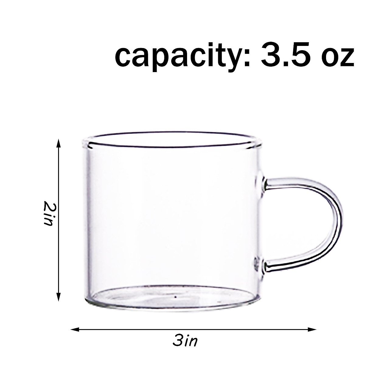 Motanber Espresso Cups Set of 8, Espresso Shot Glass 3.5 OZ, Mini Glass Cup, Clear Glass Tea Mugs, Small Coffee Cup with Handle for Latte, Tea, Espresso Machine