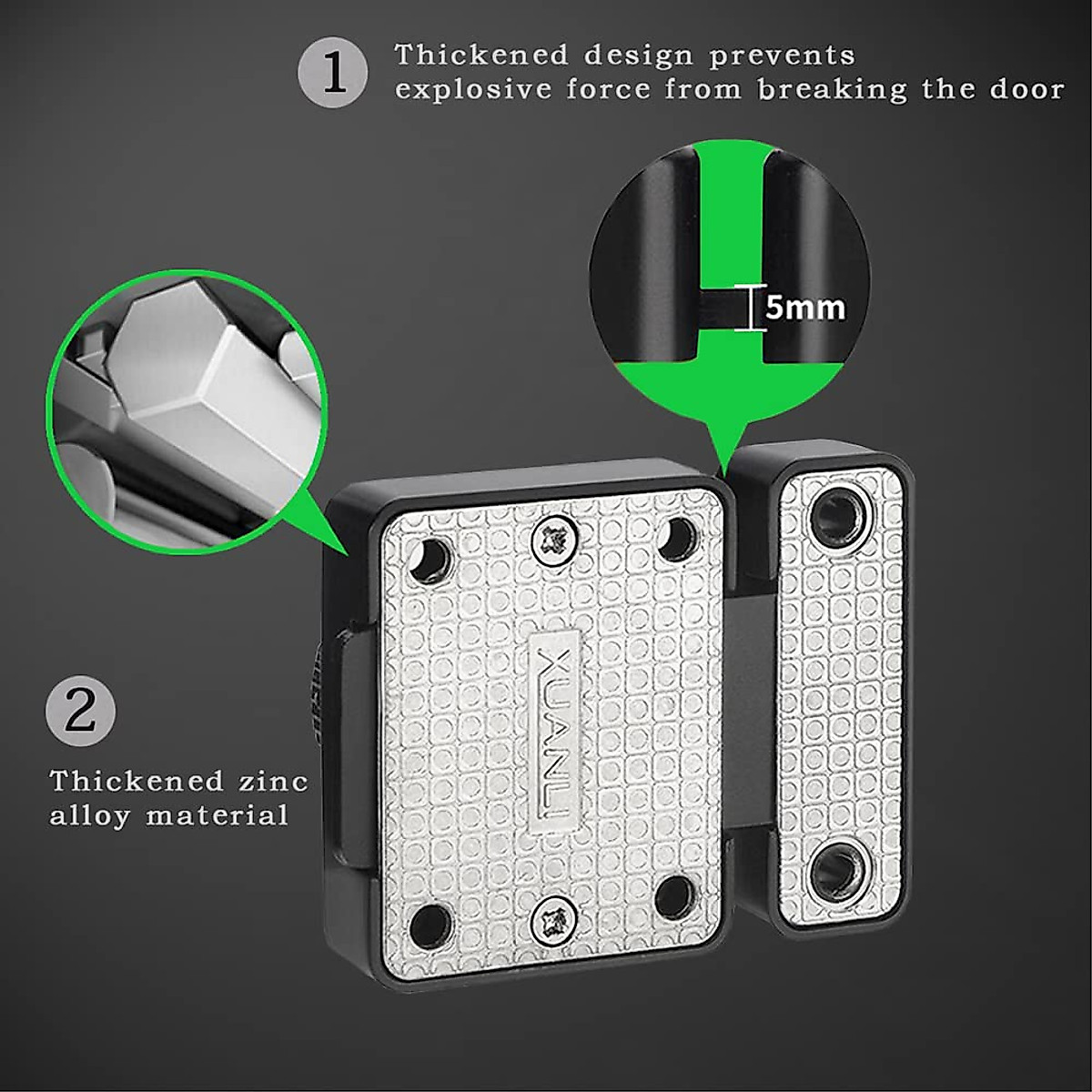 KAFENDA Mechanical Password Cabinet Lock, Rotary Lock for Double Doors, Keyless Combination Door Lock, Black