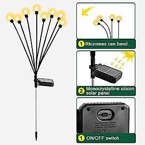 Elitecran Solar Garden Lights, 1 Pack 8 LED Solar Firefly Lights, IP65 Solar Landscape Light, Swaying Decorative Lights for Garden Yard Patio Path for Halloween Christmas (Warm Light, 1 Pack)