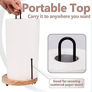 Lorbro Paper Towel Holder Countertop, Farmhouse Paper Towel Holder with Heavy Duty Wood Base, Wood Paper Towel Holder Rustic Style, Paper Towel Holder Stand for Kitchen Decor, Home