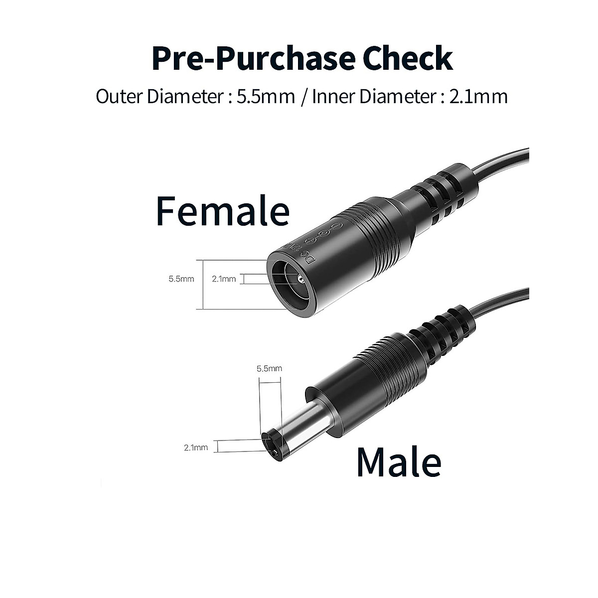 Tonton Power Extension Cable 33ft 10M 2.1mm x 5.5mm Compatible with 12V DC Adapter Cord for CCTV Security Camera IP Camera Standalone DVR