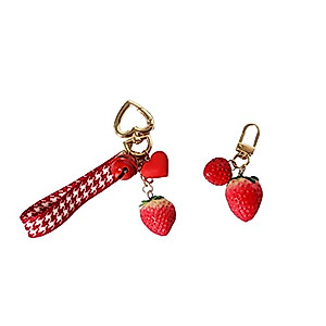PRETYZOOM Strawberry Design Key Ring Bag Pendant Key Holder Hanging Ornament