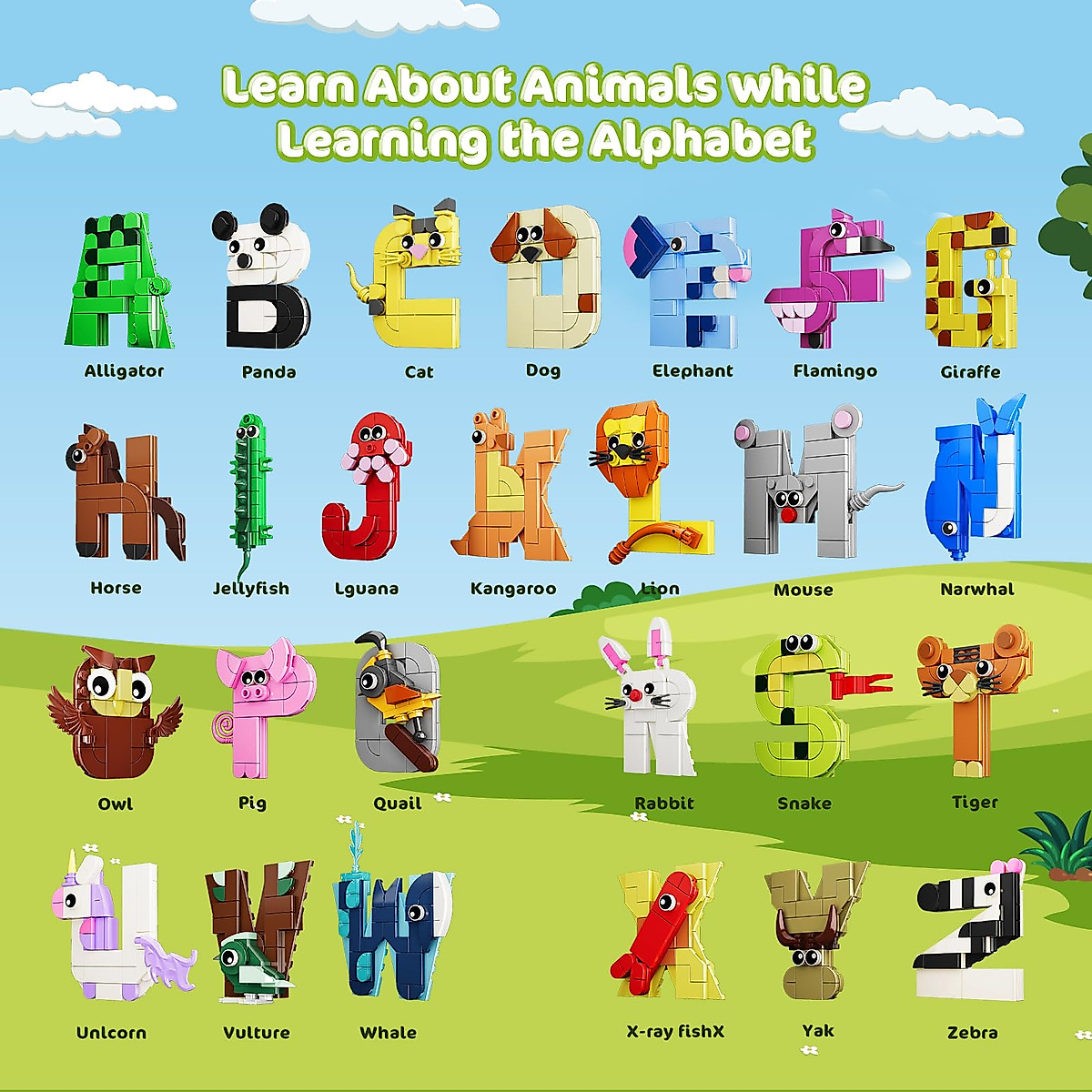 HOGOKIDS 26 Packs Party Favors for Kids - Animal Alphabet Building Set for Valentines Day | ABC Letters for Classroom Prizes Goodie Bag Fillers Stocking Stuffers Birthday Gifts for Boys Girls