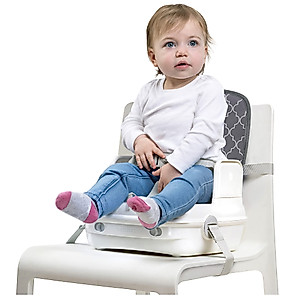 New Baby Booster Seat for Dining Table by Benbat. Portable, Washable Infant Feeding High Chair. Easy Folding & Adjustable Safety Harness (Gray)