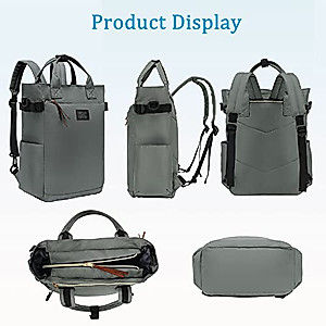 BASICPOWER Backpack Purse for Women Large Diaper Bag Travel Laptop Casual Bookbag Work Shopping Docter Nurse Teacher Bag Light Weight 15.6-in Computer Multifunctional with Tote Handles Grey