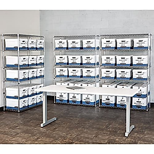 Bankers Box 12 Pack DIVIDERBOX Medium-Duty File Storage Boxes with Dividers, FastFold, Lift-Off Lid, Letter, White/Blue