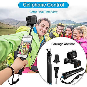 Selfie Stick Tripod Stand w Phone Mount, 35.4" TELESIN Aluminum Extension Pole Monopod for GoPro Max Go Pro Hero 12 11 10 9 8 7 6 5, Insta360 X3 Insta 360 Go 2 Go 3, DJI Action 3 4 Accessories