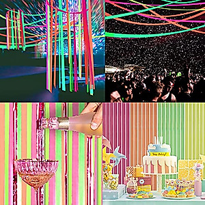 400feet Glow in The Dark Crepe Paper Streamers Party Supplies and Decorations UV Reactive Fluorescent Neon Paper Streamers Party Garland for Birthday, Neon Party Favors , Blacklight Party Supplies