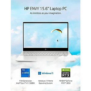 HP Envy 15 Laptop, NVIDIA GeForce RTX 3050, 11th Gen Intel Core i7-11800H, 16 GB RAM, 512 GB SSD, 1080p Touchscreen, Windows 11, Advanced Cooling System, Webcam w/Camera Shutter (15-ep1010nr, 2021)