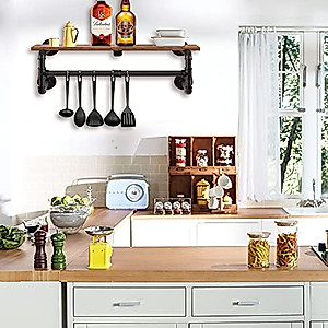 Yawinhe Industrial Pipe Clothes Rack with Top Shelf, 27.5in Wall Mounted Garment Rack,Space Saving Hanger With 4 Bases,Multi-Purpose Hanging Rod for Shops, Homes, and Closets