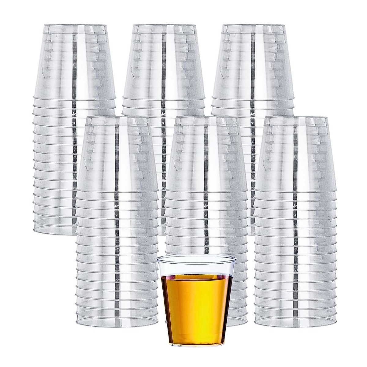 Green Direct 2 oz. Plastic Shot Glasses Disposable Clear Cups - Pack of 100, Small Plastic Cups for Vodka, Whiskey, Tequila, Wine, and Jello Shots, Mini Party Sample and Tasting Cups